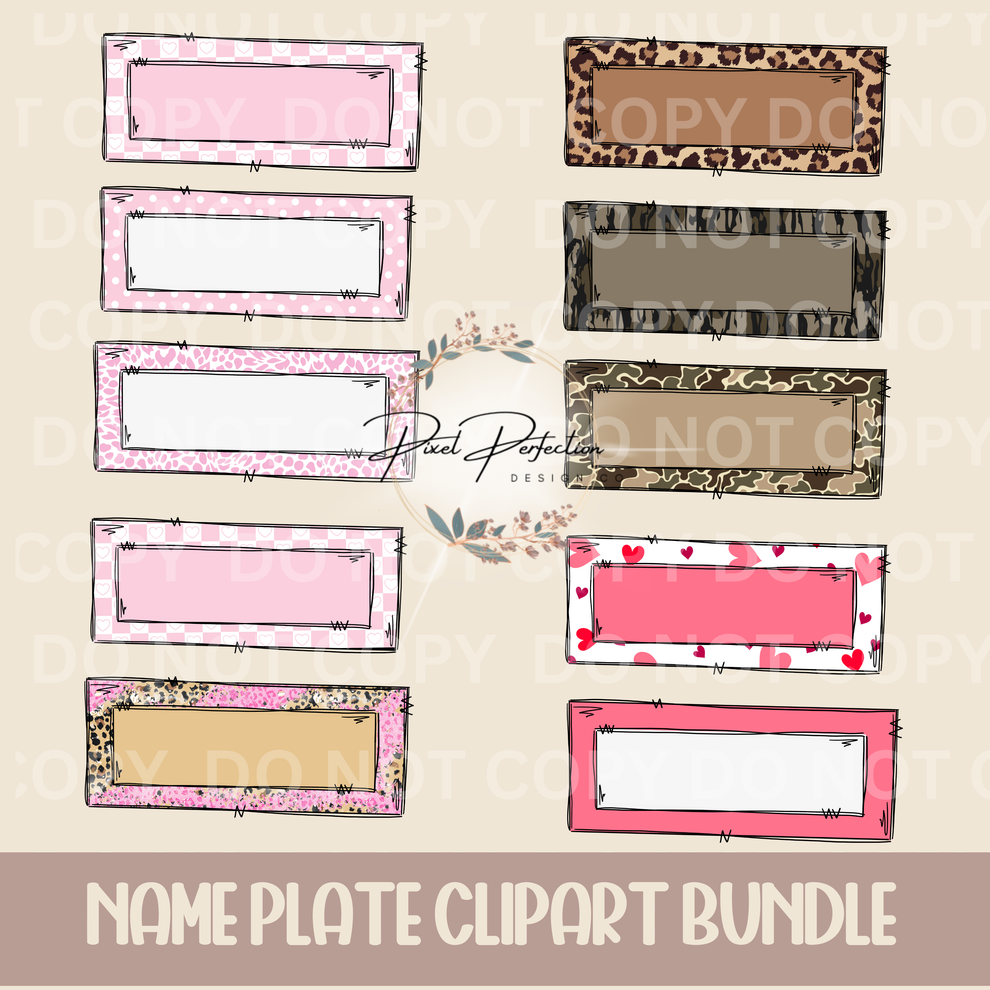 Name plate clipart bundle – Pixel Perfection Design Co