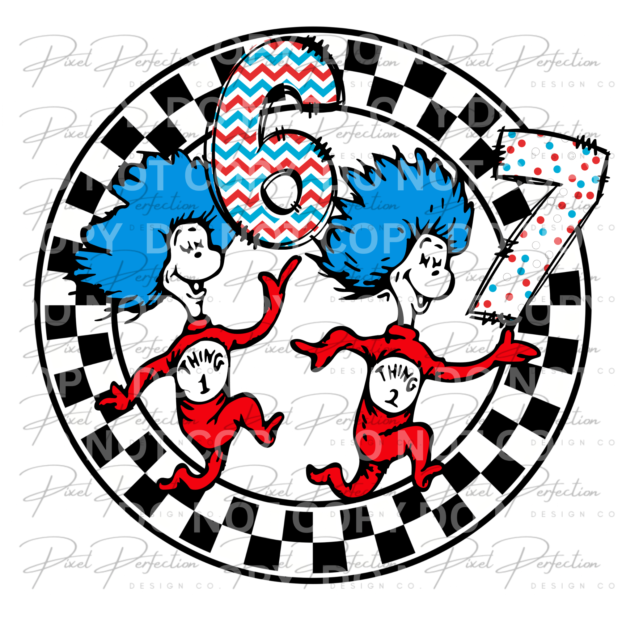 Dr Seuss read across America thing 1 67 checkered png – Pixel ...