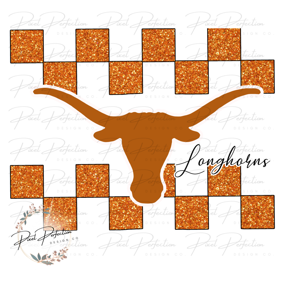 Texas football glitter checkered with mascot png – Pixel Perfection ...