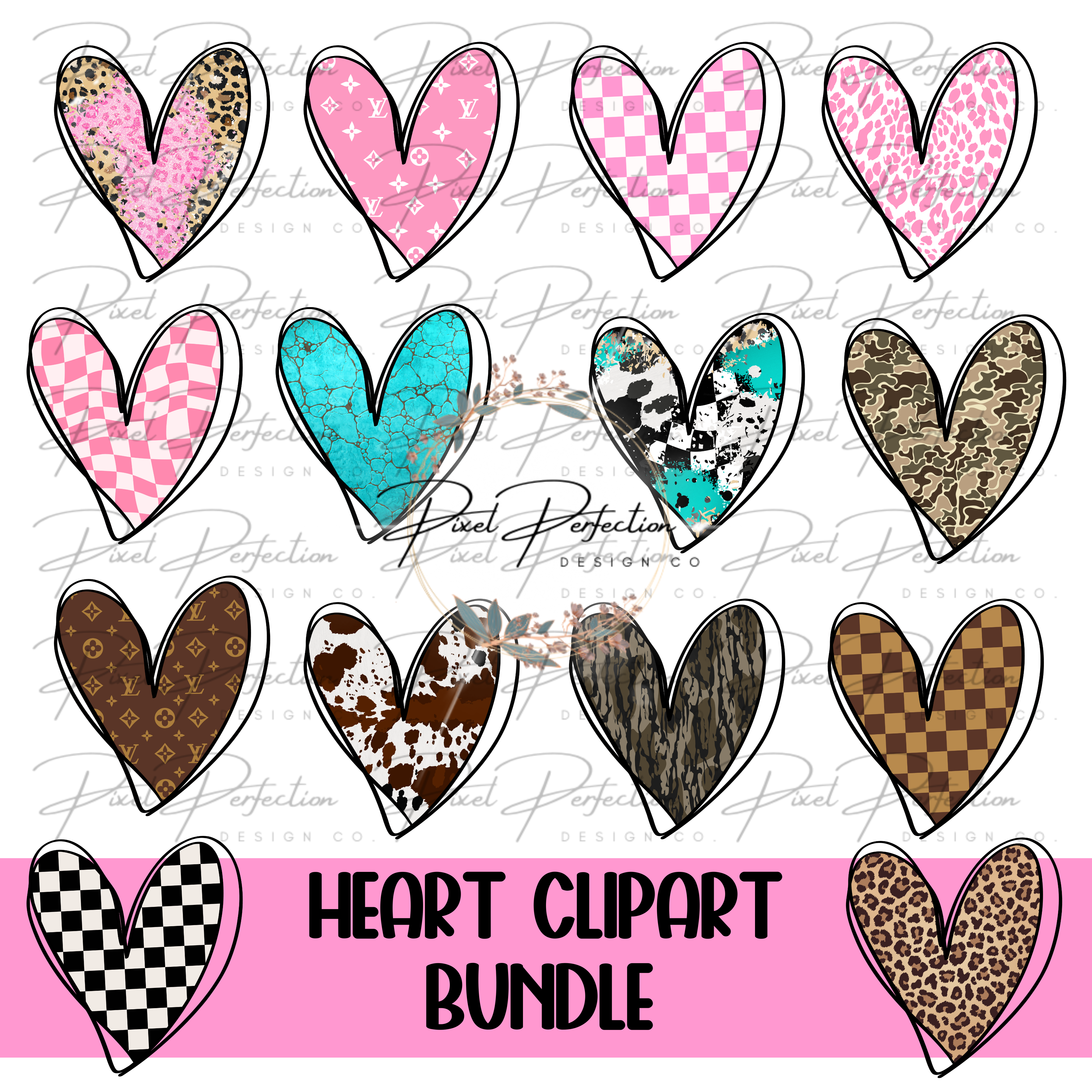 Heart clipart bundle – Pixel Perfection Design Co
