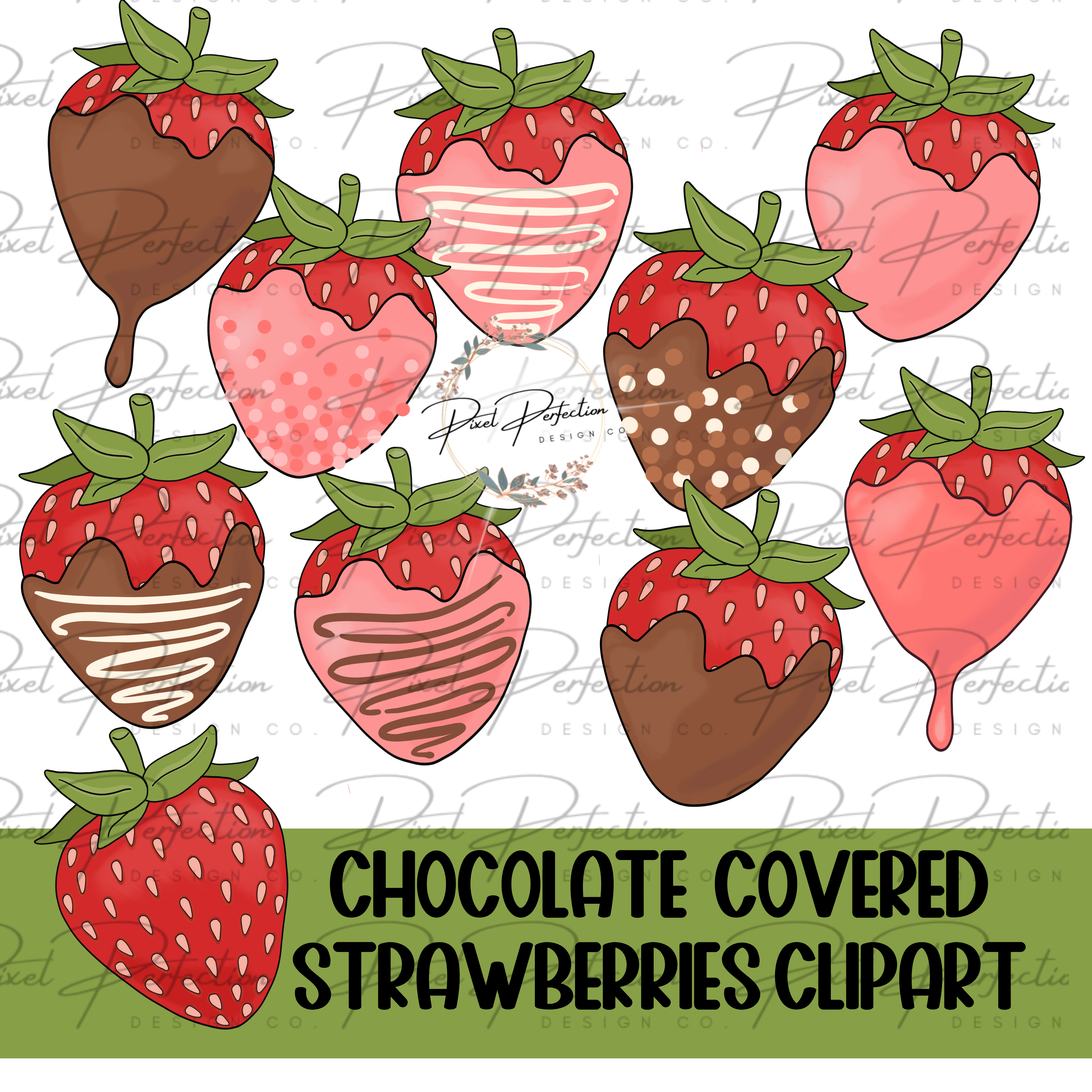 Chocolate covered Strawberries clipart bundle – Pixel Perfection Design Co