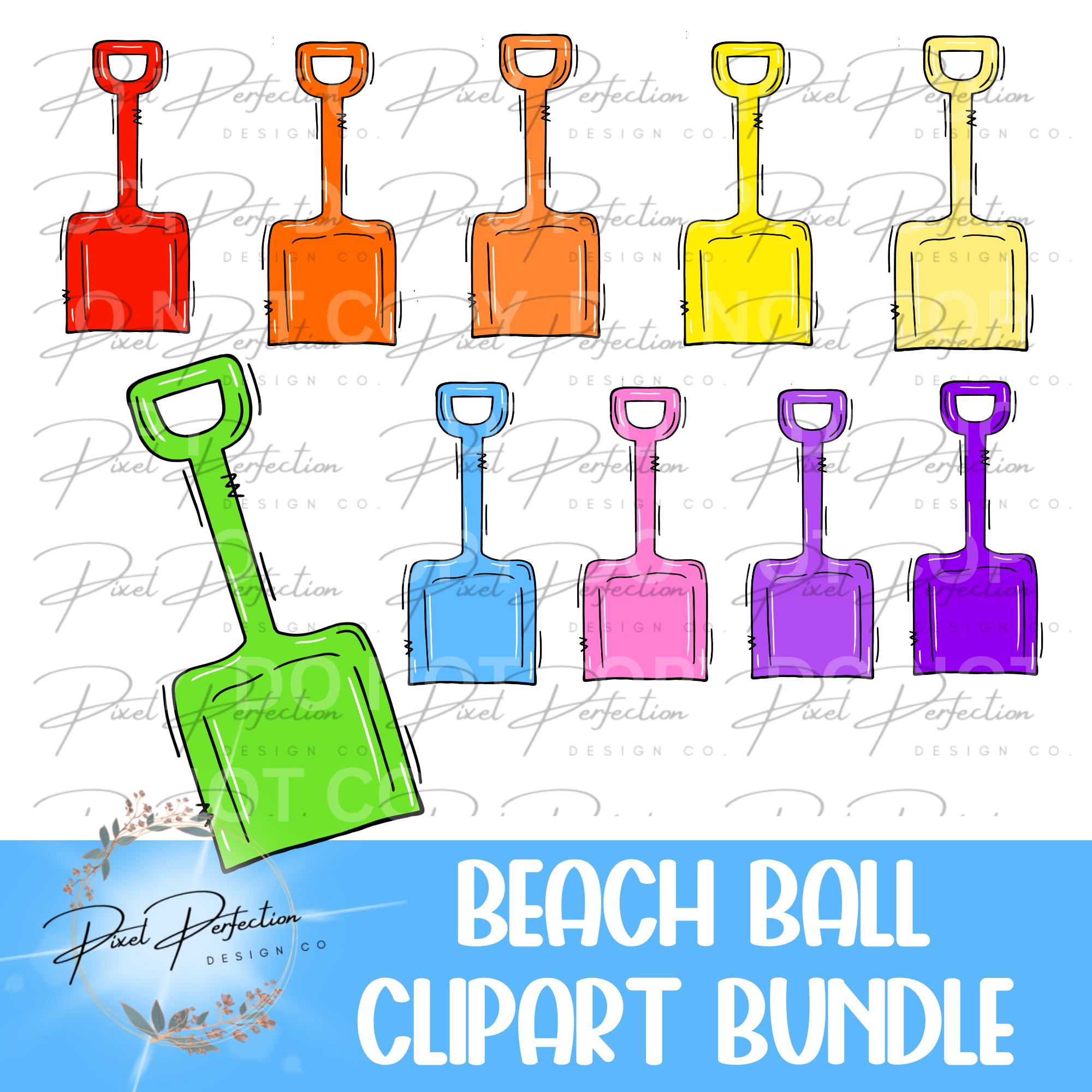Beach Shovel clipart bundle – Pixel Perfection Design Co