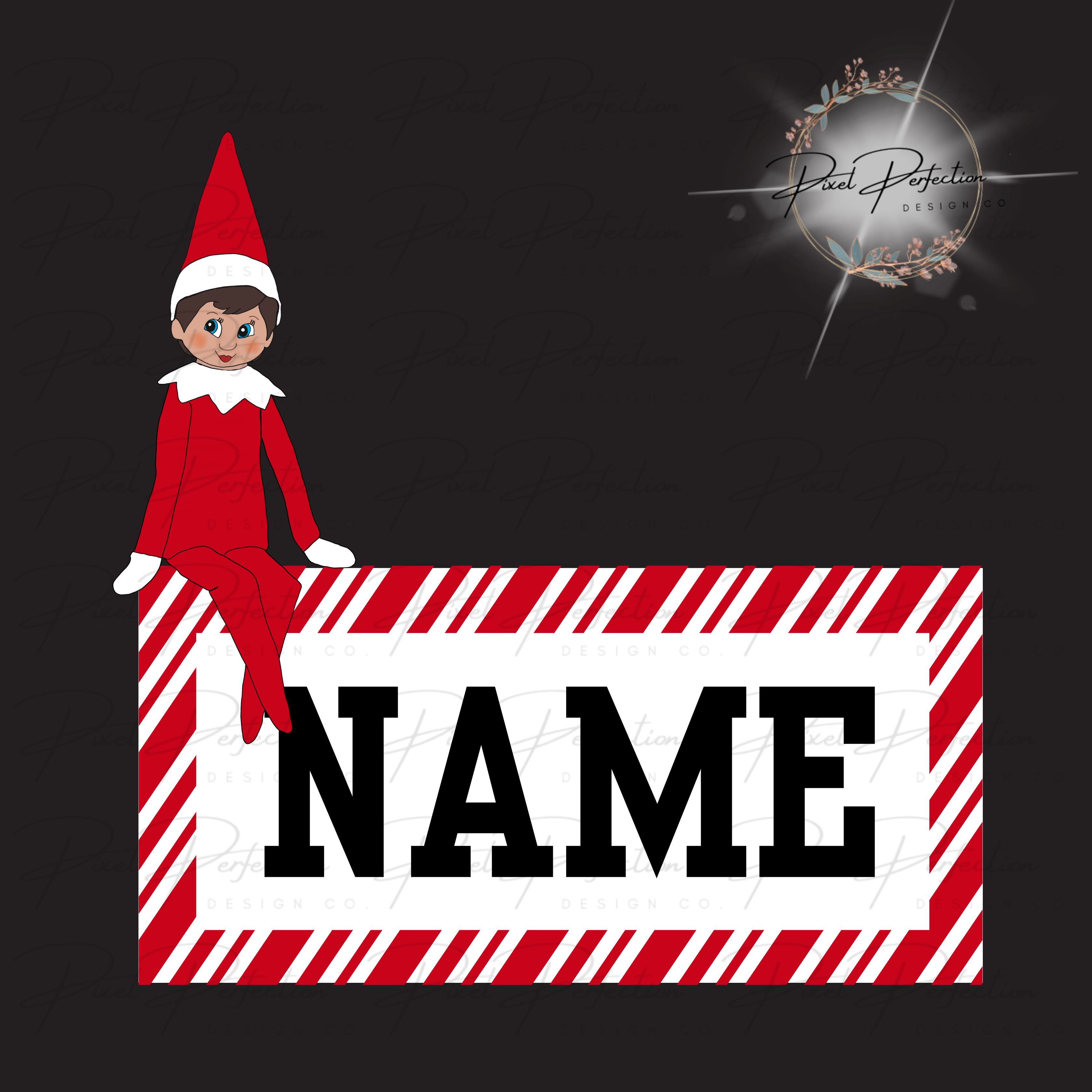 Elf name plate blank png (add your own text) – Pixel Perfection Design Co